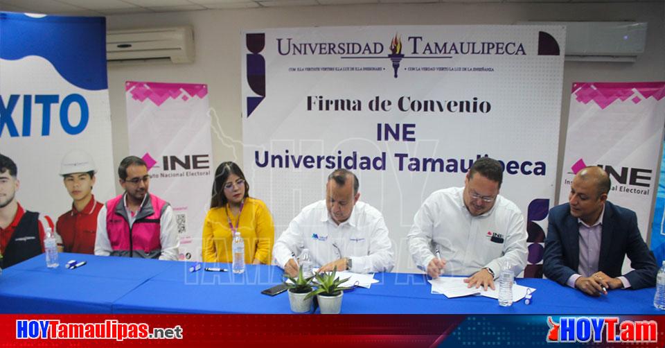 Hoy Tamaulipas - Tamaulipas Firman convenio de colaboracion INE y Universidad Tamaulipecos