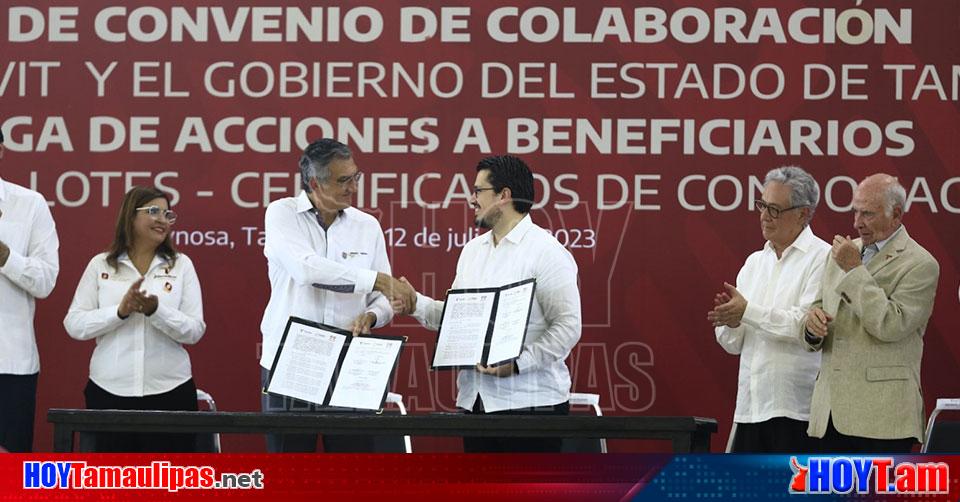 Hoy Tamaulipas - Firman Tamaulipas e Infonavit convenio para beneficiar a 115 mil trabajadores