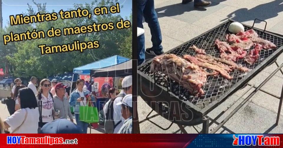 Hoy Tamaulipas - Tamaulipas Video Captan a maestros haciendo carnita asada en planton de Victoria