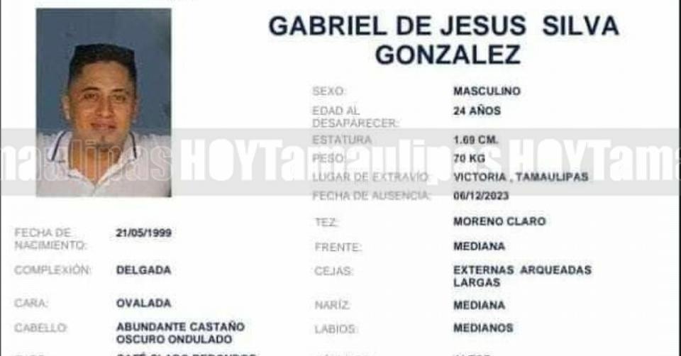 Hoy Tamaulipas - Buscan a Gabriel de Jesus Silva en Victoria
