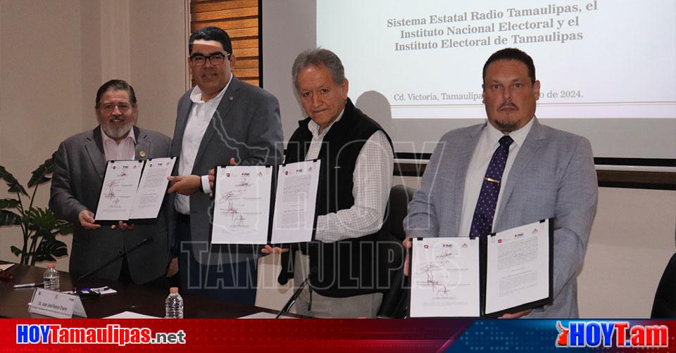 Hoy Tamaulipas - Firman convenio de colaboracion el INE Ietam y el Sistema Estatal Radio Tamaulipas