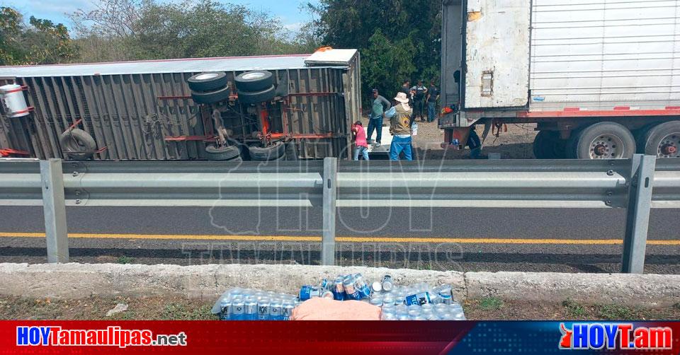 Hoy Tamaulipas - Volcadura en Tamaulipas Vuelca camion con 10 toneladas de cerveza en Altamira