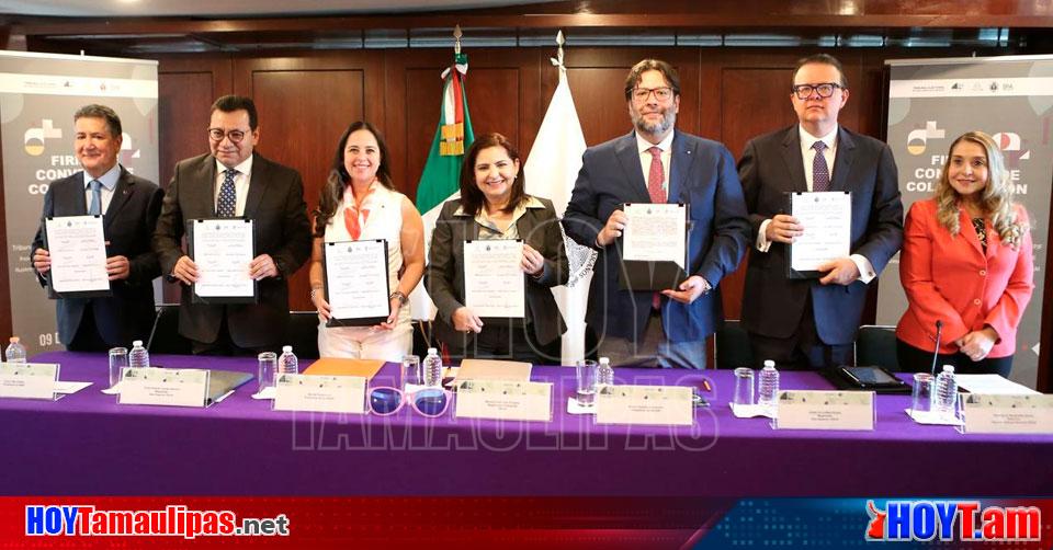 Hoy Tamaulipas - Firma TEPJF convenio de colaboracion con la ANADE el INCAM y la BMA