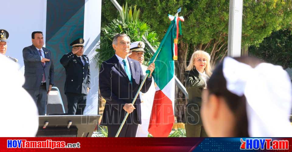 Hoy Tamaulipas - Tamaulipas Preside gobernador Americo Villarreal ceremonia del Dia de la Bandera