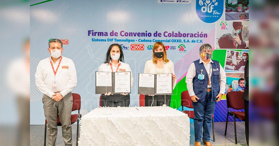 Hoy Tamaulipas - Tamaulipas Firma Mariana Gomez convenio de colaboracion con Oxxo Tamaulipas