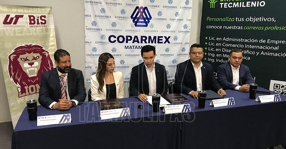 Hoy Tamaulipas - Tamaulipas Firman convenio de colaboracion Coparmex UTM y Tecmilenio