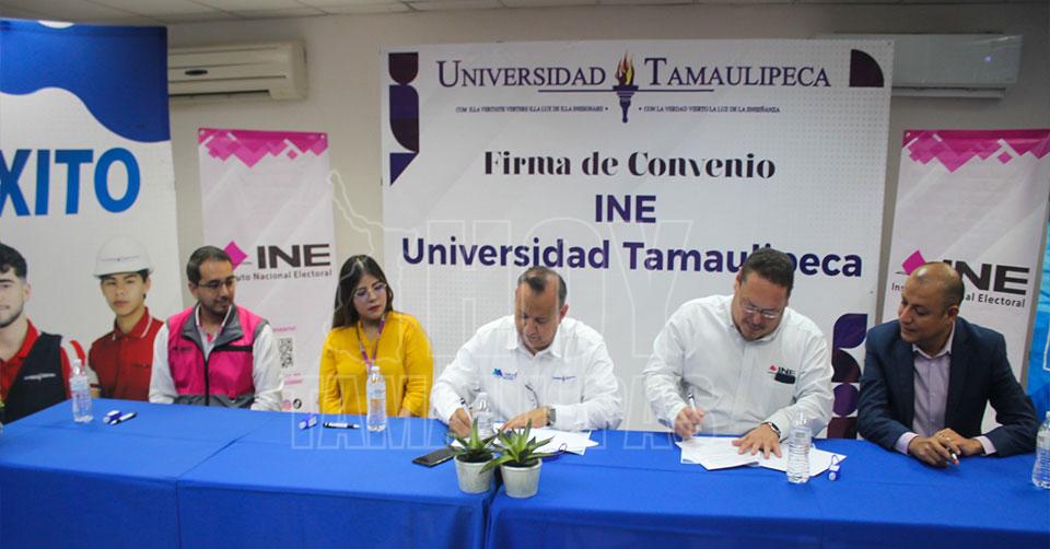 Hoy Tamaulipas - Tamaulipas Firman convenio de colaboracion INE y Universidad Tamaulipecos