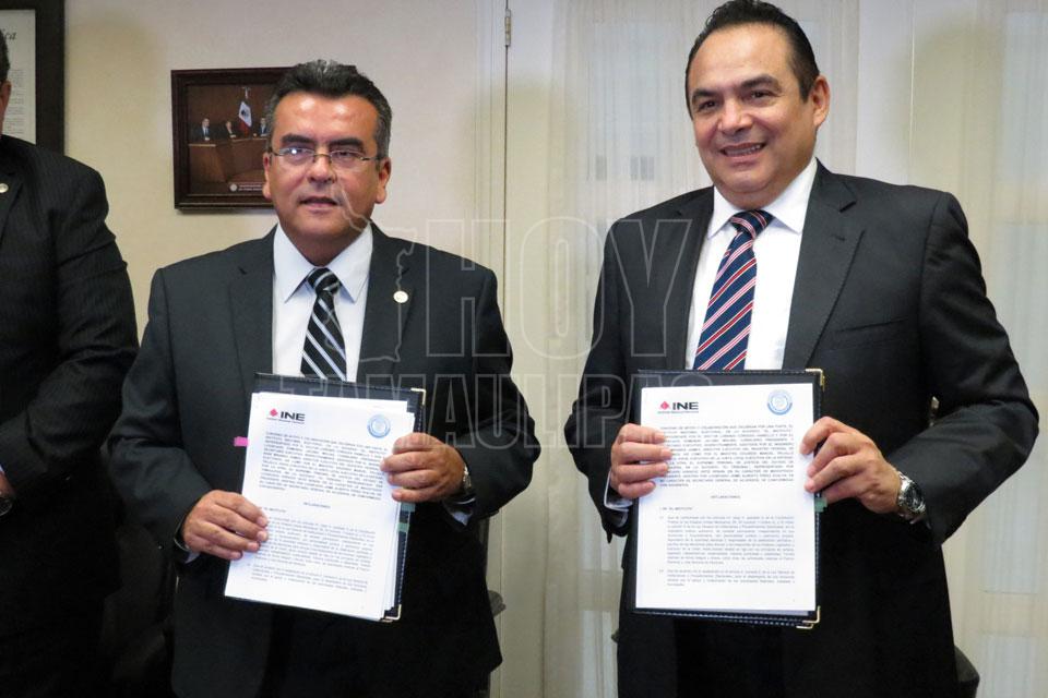 Hoy Tamaulipas - Firman convenio de colaboracion INE y STJET en Tamaulipas